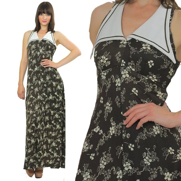 Vintage | Dresses | Vintage Boho Floral Cottagecore Prairie Maxi Dress ...